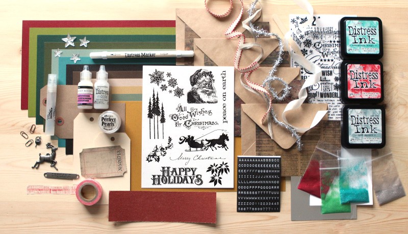 Merry Christmas with the Tim Holtz inspired Holiday Card Kit