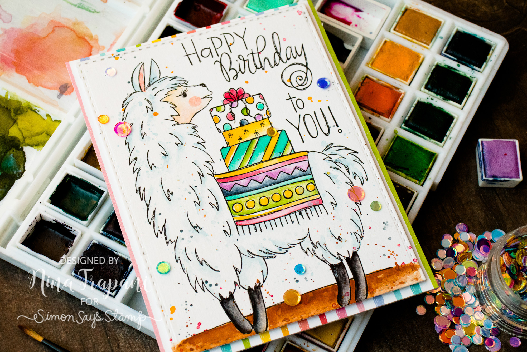 Watercolor Birthday Llama!