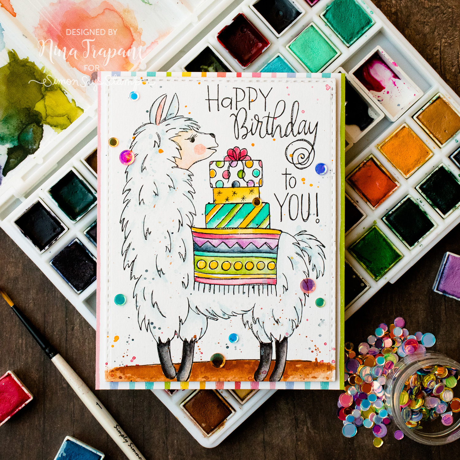 Watercolor Birthday Llama!