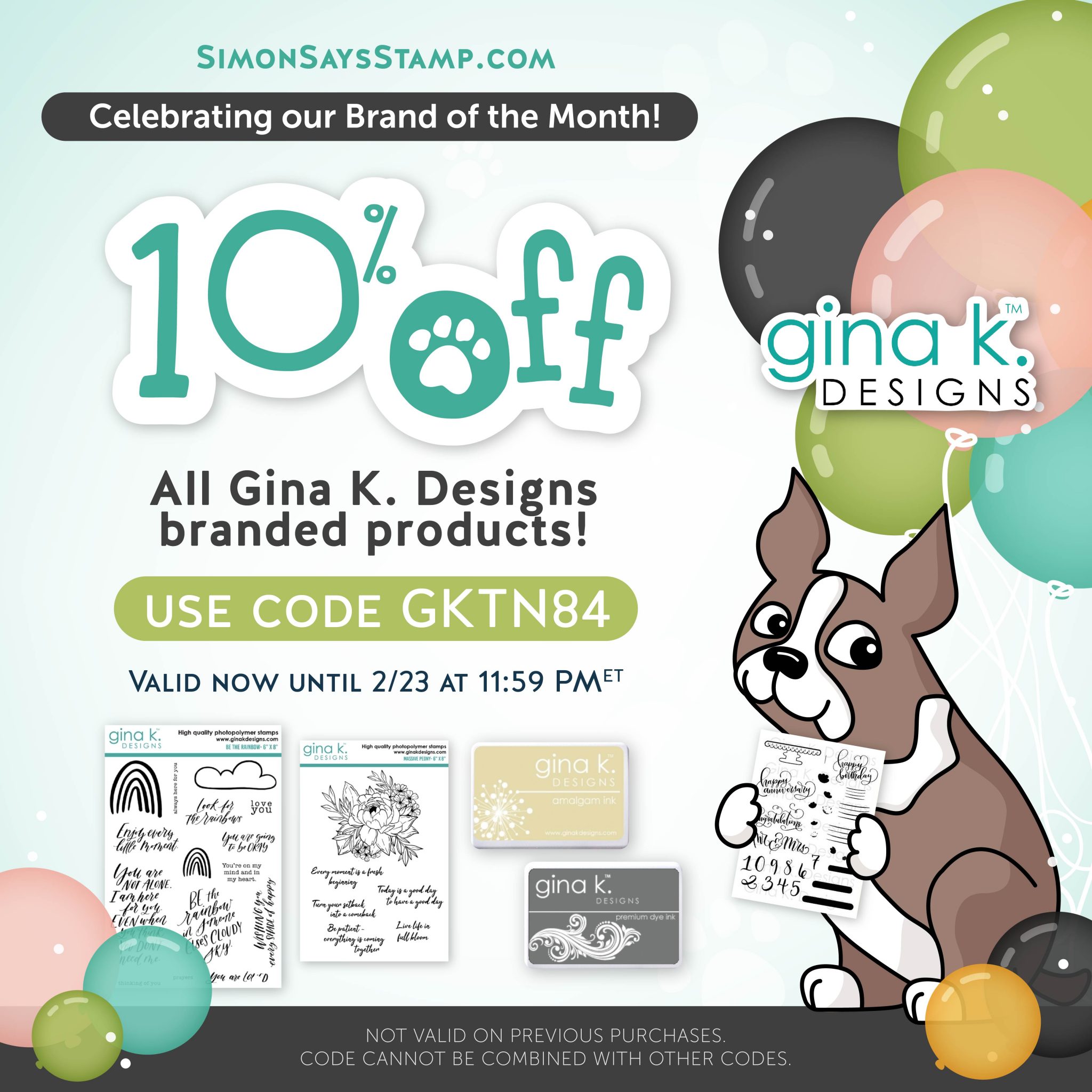 This weekend: 10% off Gina K Designs!