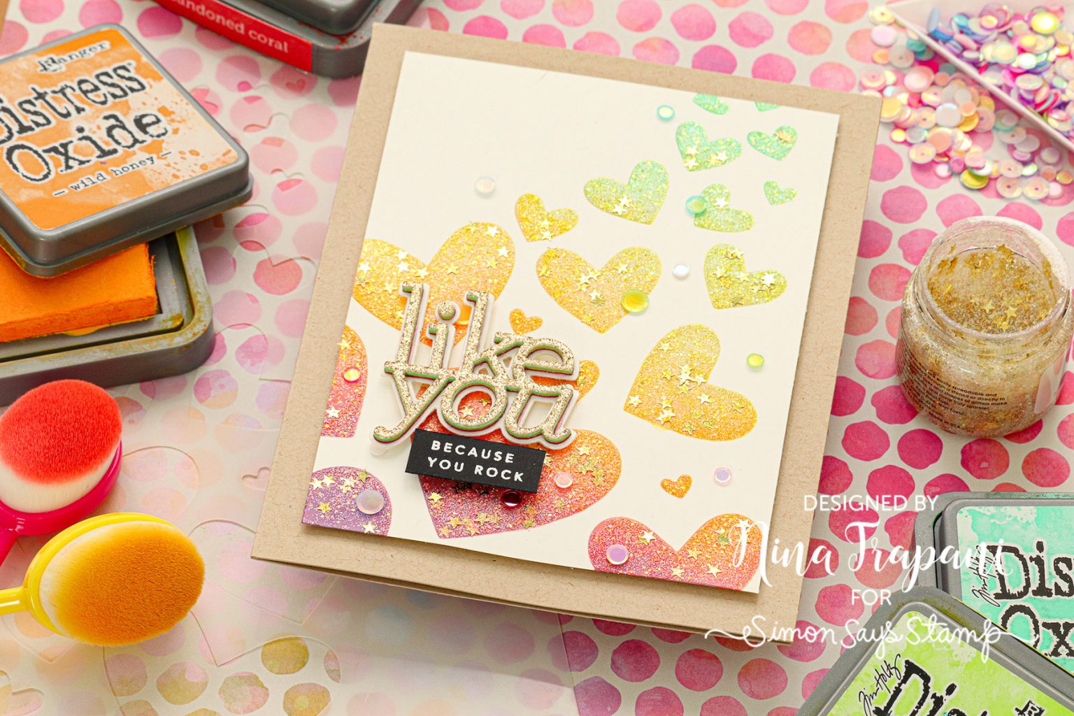 Glitter Paste Over Colored Ink Blending