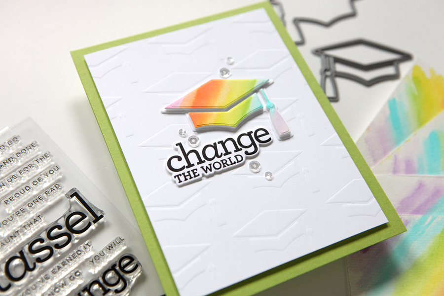 Watercolor Rainbow Grad Caps