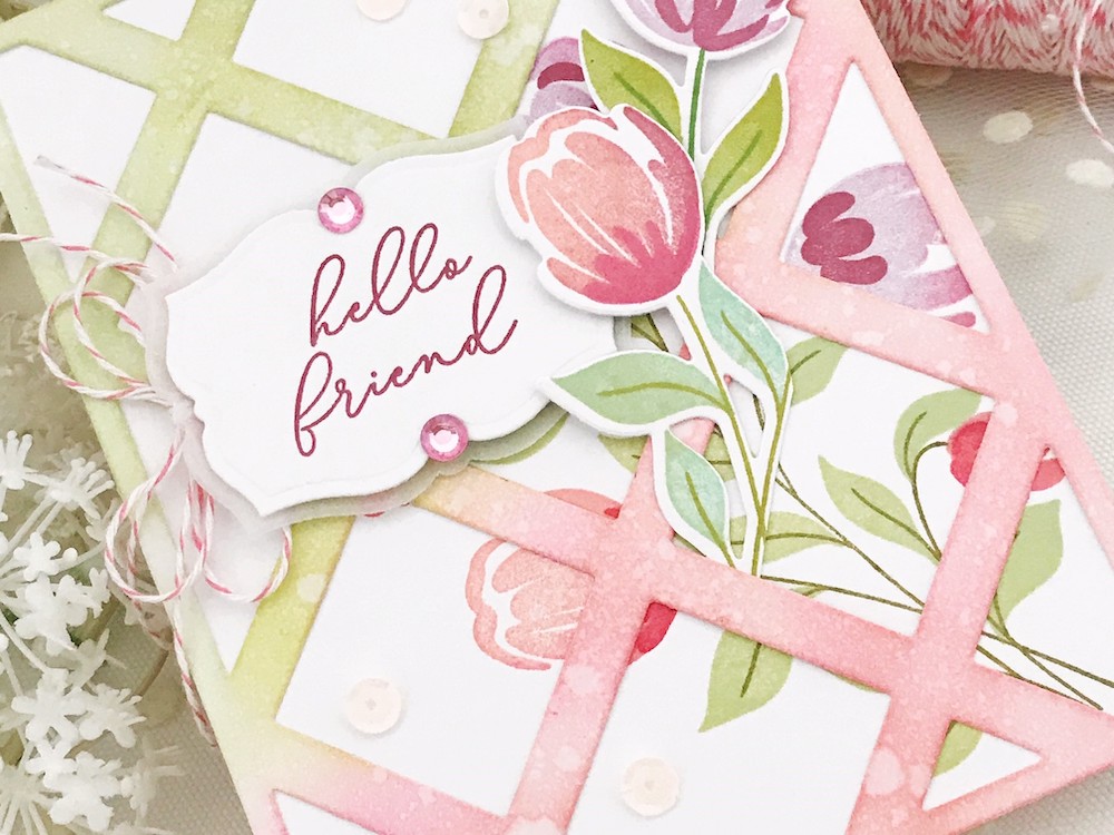 Hello Friend Trellis Pinkfresh Studio Card