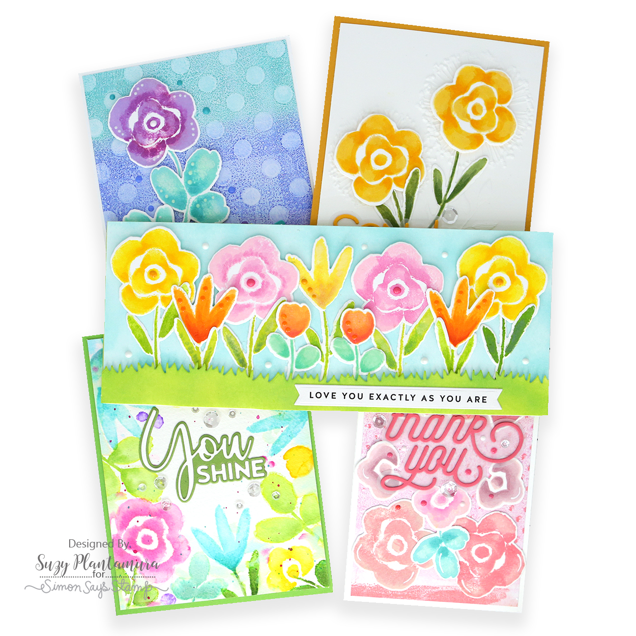 One Stamp, Five Ways – Painted Flowers