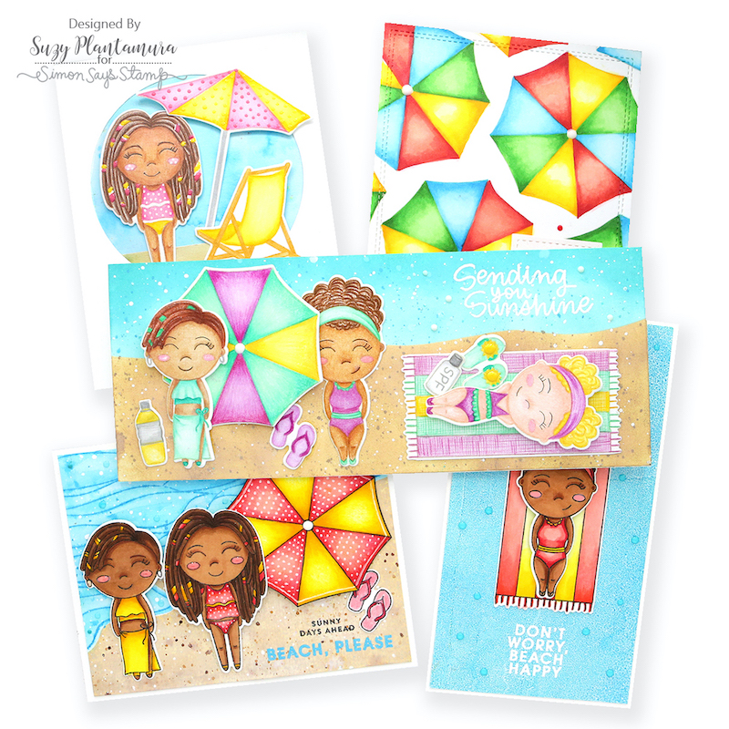 One Stamp Five Ways: Beach Beauties