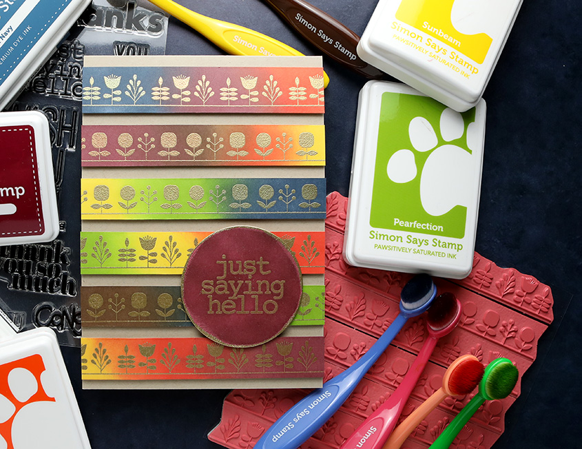 Ink Blended & Stamped Cardstock Strips with Kristina Werner