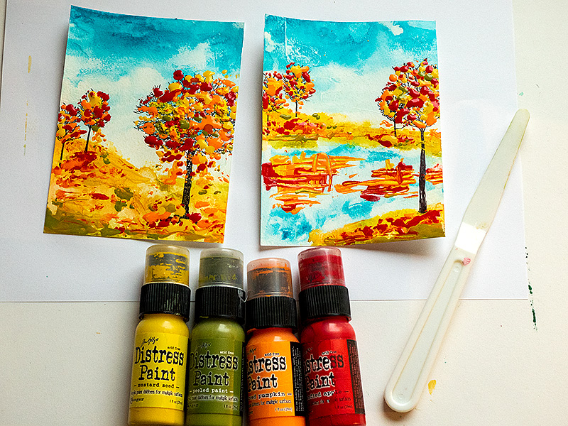 Mixed Media Fall Cards