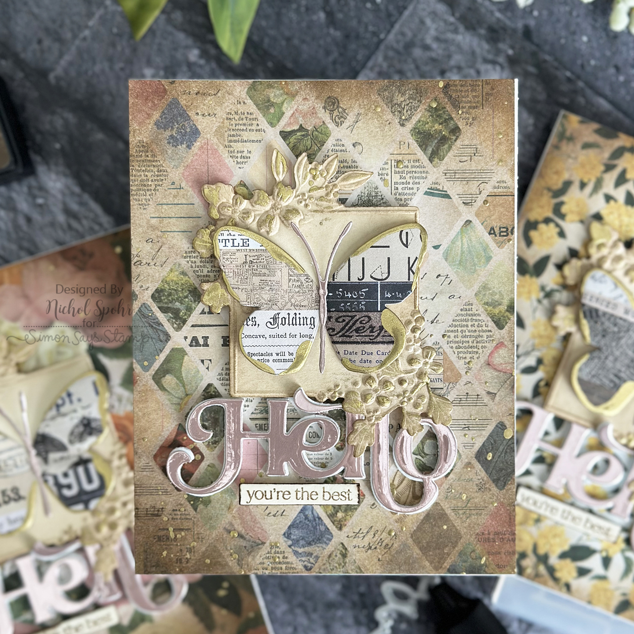 Vintage Collage Cards showcasing our July 2023 card kit!