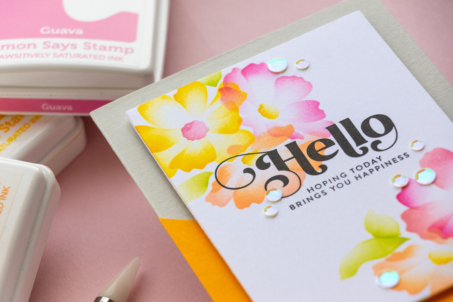 Simple Ink Blending with Cosmos Stencil: Yippee for Yana