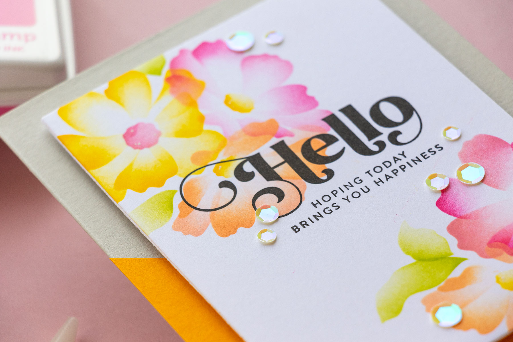 Simple Ink Blending with Cosmos Stencil: Yippee for Yana