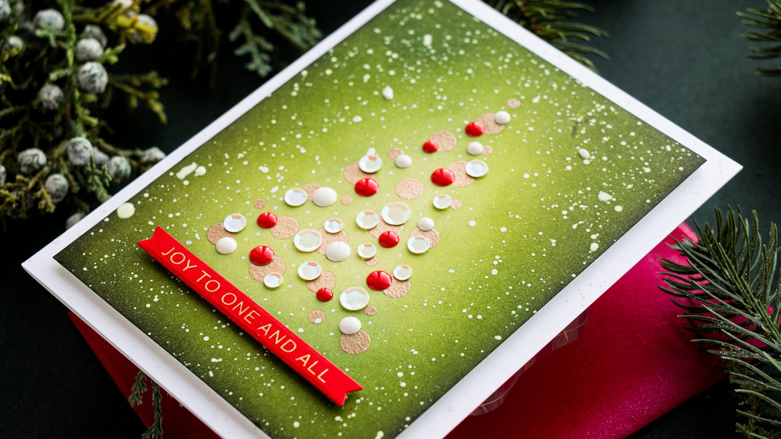 Abstract Tree Stamp with Embellishments for a Gorgeous Christmas Card ...