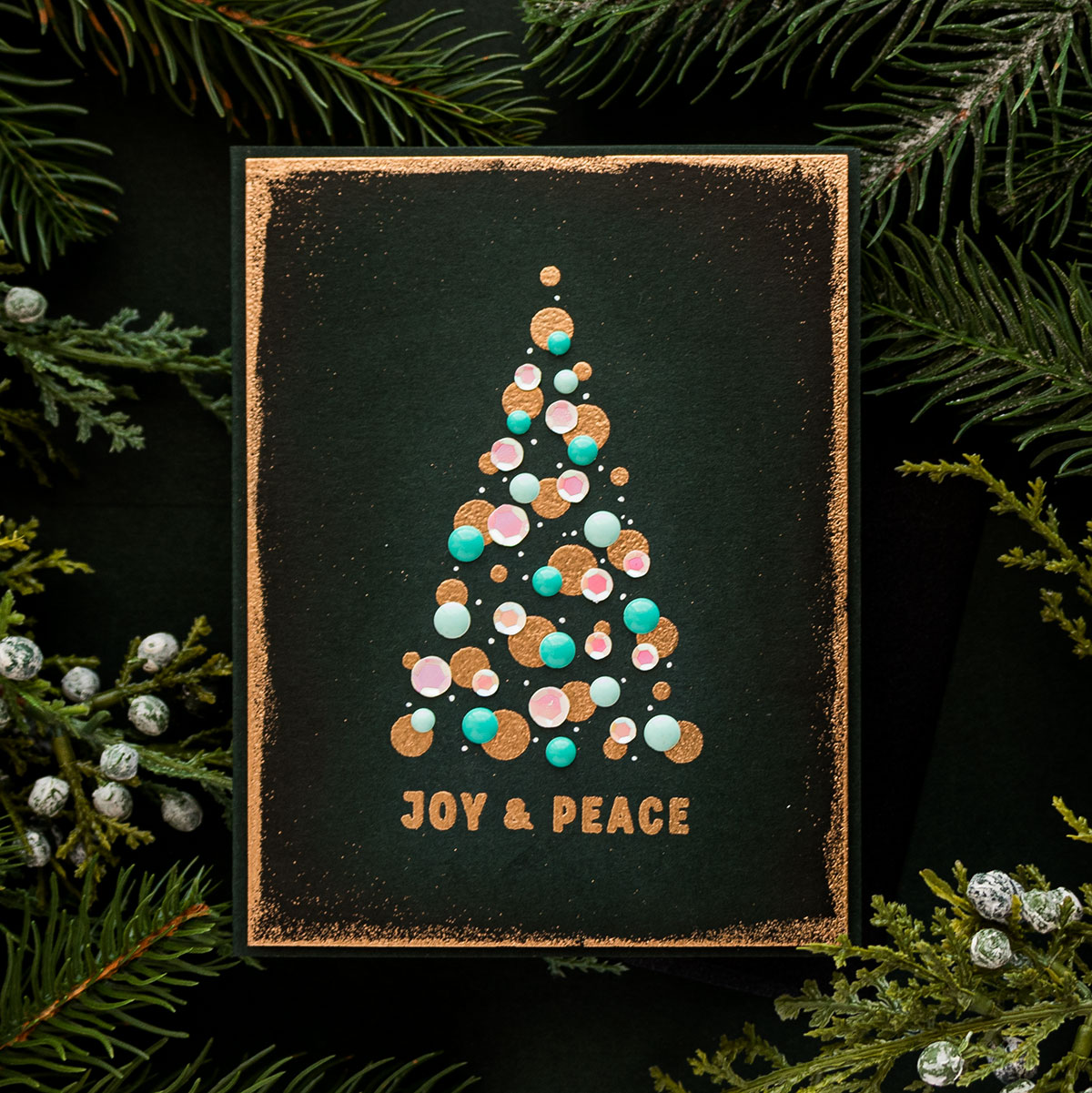 Abstract Tree Stamp with Embellishments for a Gorgeous Christmas Card ...