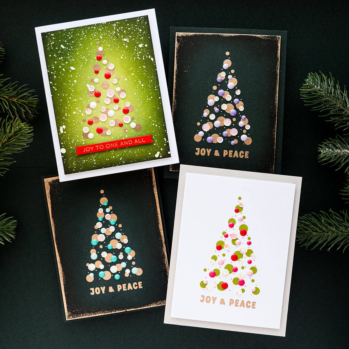 Abstract Tree Stamp with Embellishments for a Gorgeous Christmas Card ...
