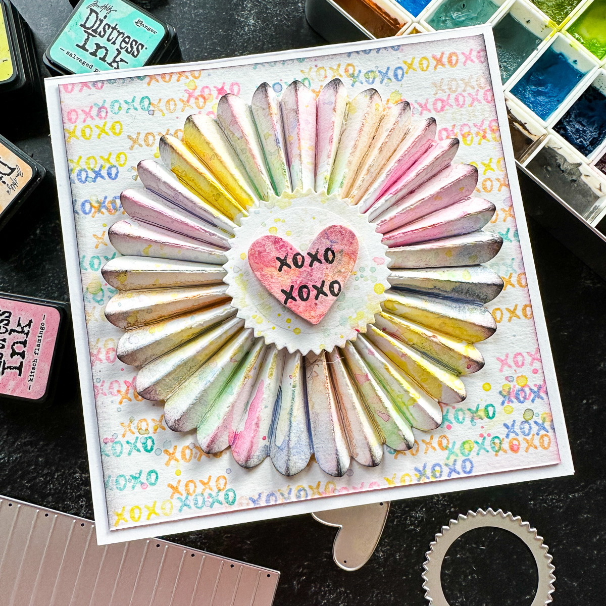Candy Heart Colored Rosette showcasing NEW Tim Holtz Sizzix!