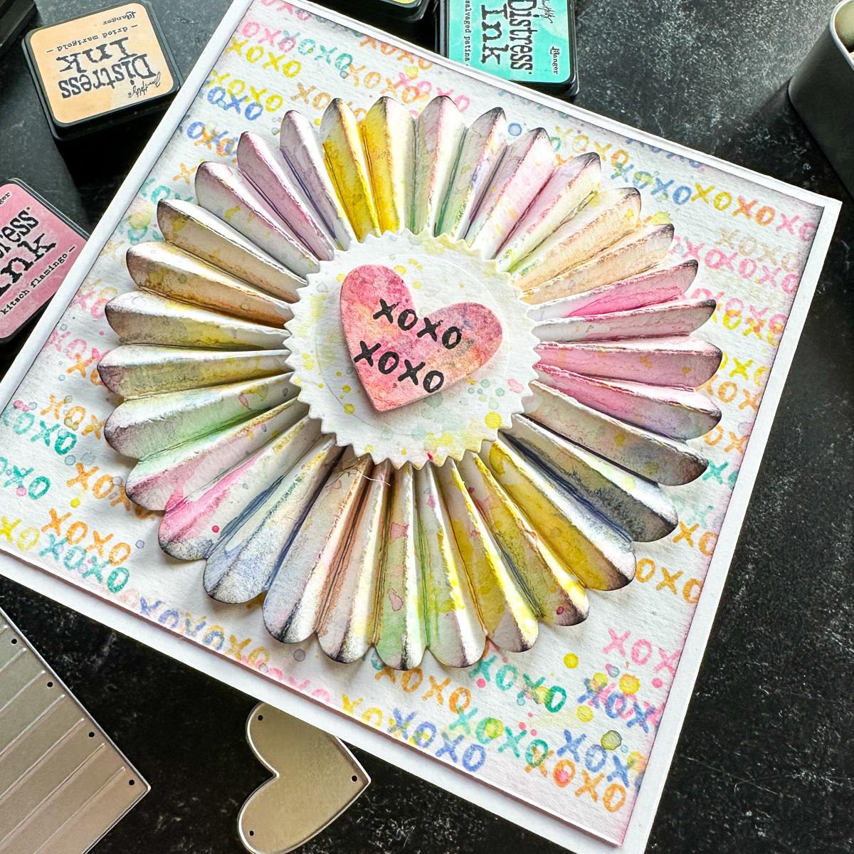 Candy Heart Colored Rosette showcasing NEW Tim Holtz Sizzix!