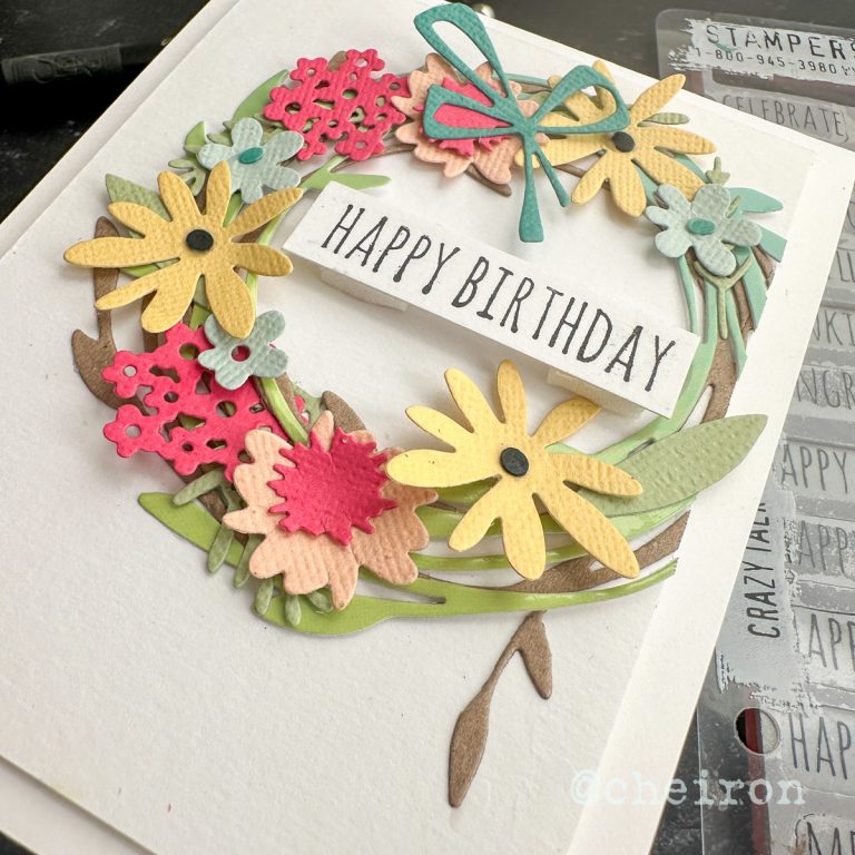 Make a Birthday Card with the Vault Funky Floral Wreath from Tim Holtz!