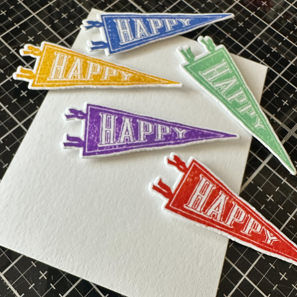 Colorful Tim Holtz Happy Birthday Pennant Card by Cheiron Brandon