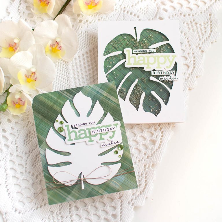 Transforming a Monstera Leaf Die Into Two Cards