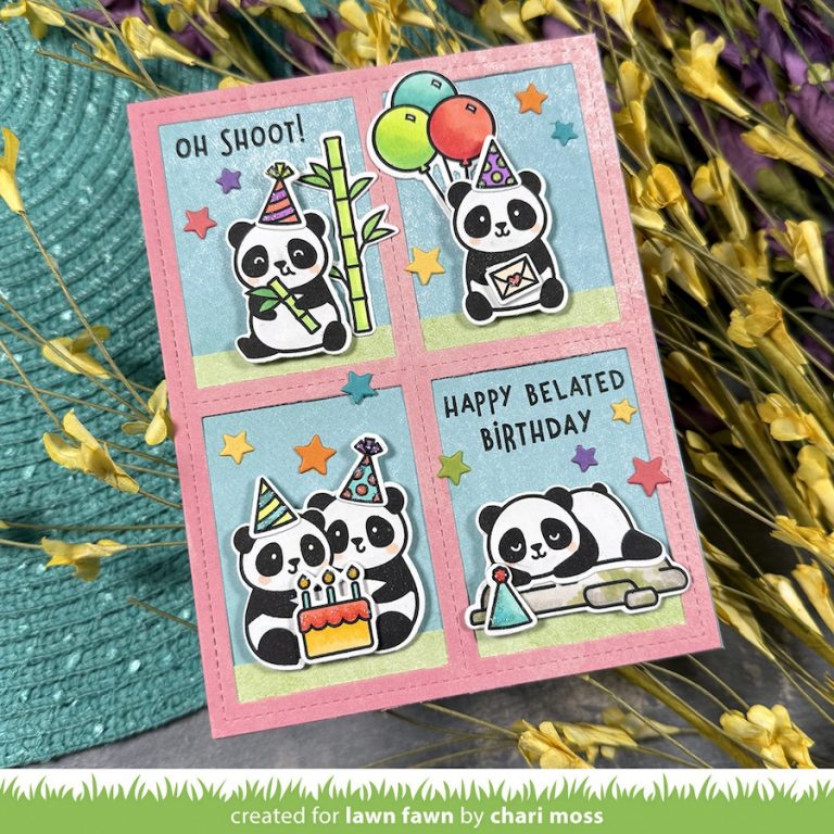 Punny Pandas! New Lawn Fawn Belated Birthday Card!