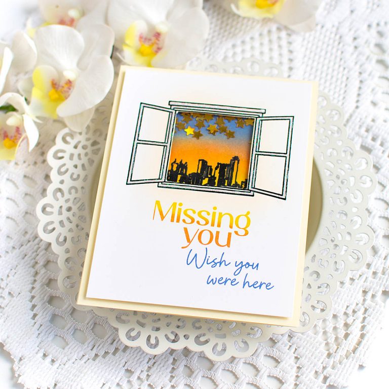 Night Scene Missing You Shaker Card featuring our July 2025 Card Kit!