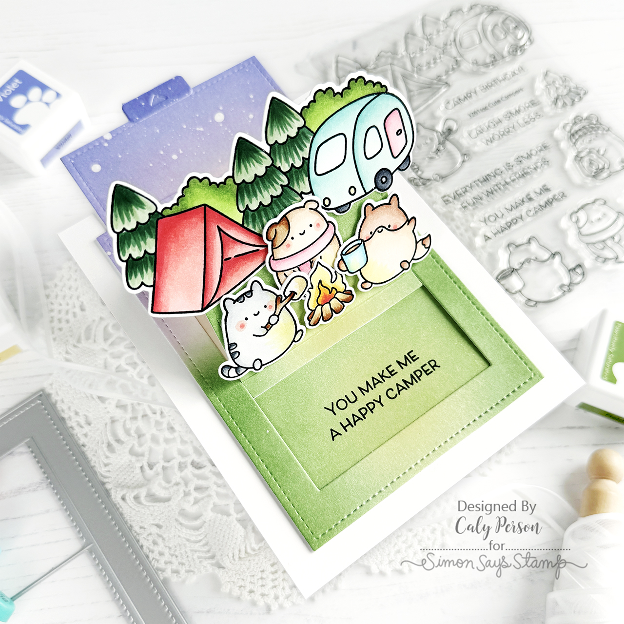 Make a Cute Camper Interactive Card | Let’s Get Crafty With Caly!