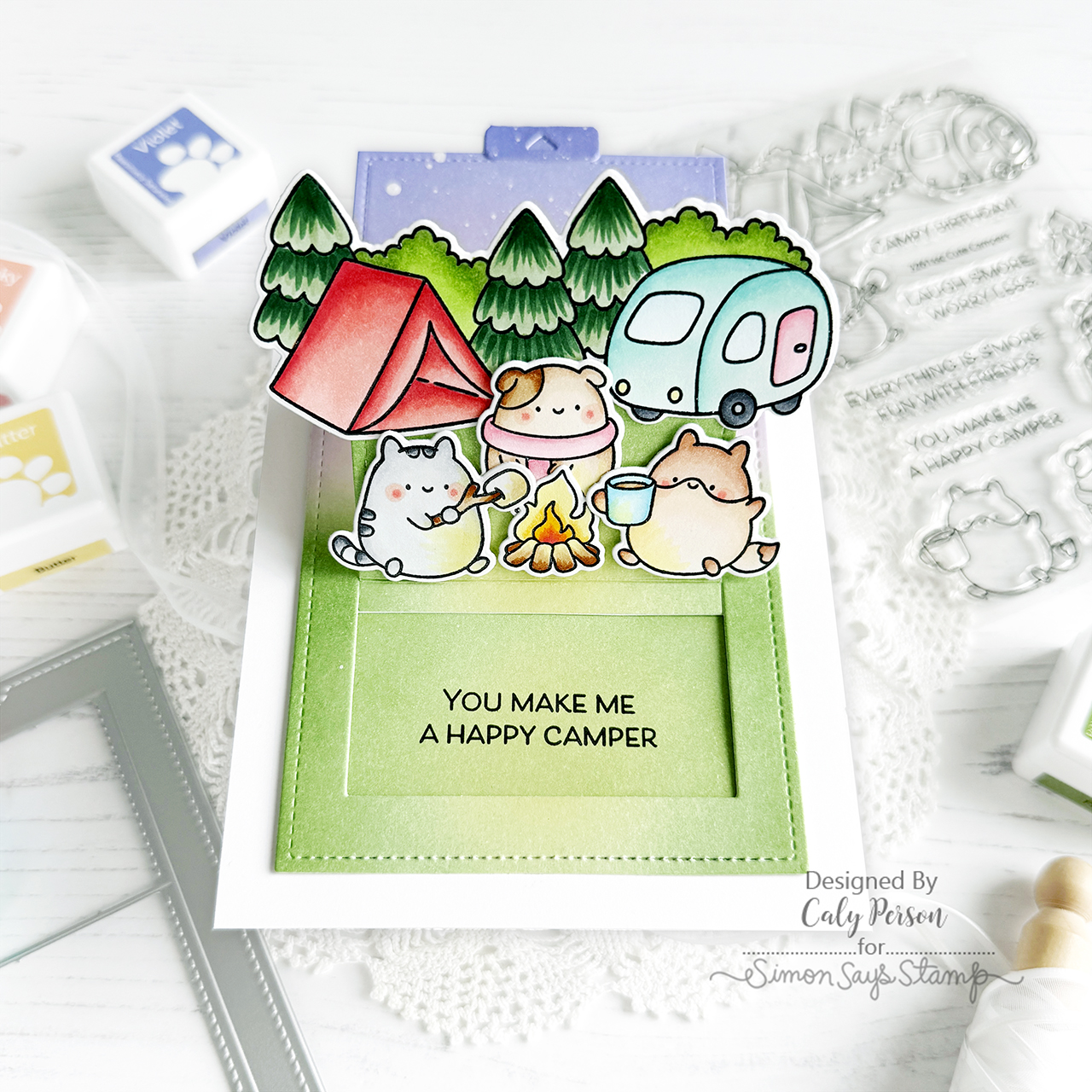 Make a Cute Camper Interactive Card | Let’s Get Crafty With Caly!
