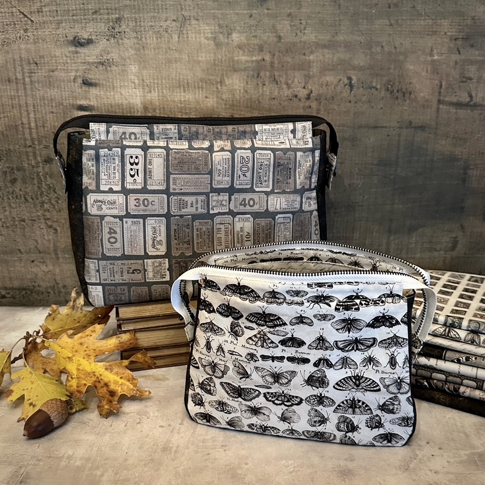 Charcoal Plover Pouches with Tim Holtz Palette Fabric!