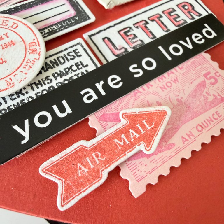 The CUTEST Heart Shaped Card featuring Tim Holtz Correspondence Stamps ...